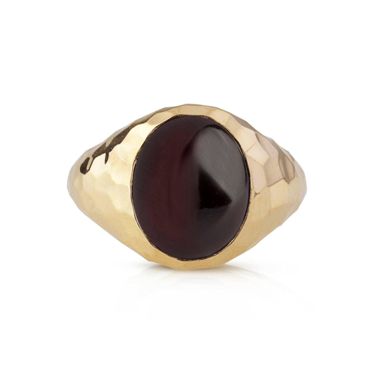 Red Garnet Solid Gold Signet Ring For Men/Women | Danelian Jewelry