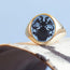 Blue & Black Agate Coat Of Arms Signet Ring For Men- Danelian Jewelry