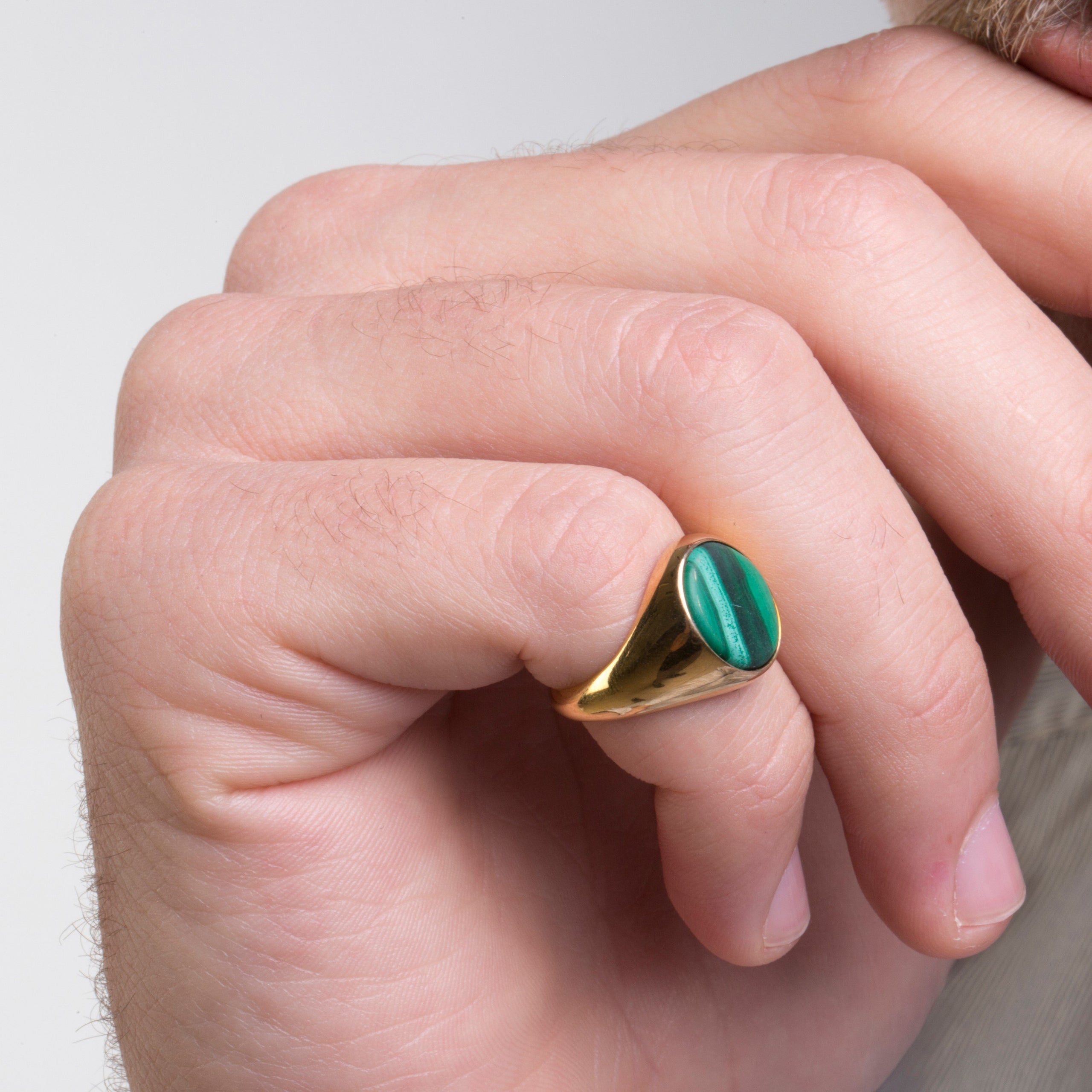 Green Malachite Signet Gold Ring For Men/Women | Danelian Jewelry