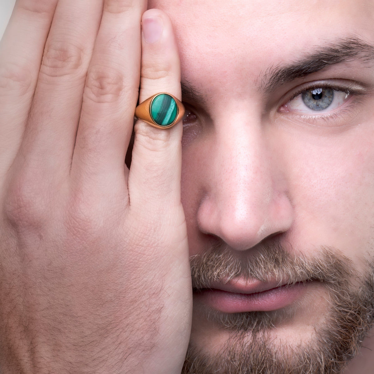 Green Malachite Signet Gold Ring For Men/Women | Danelian Jewelry