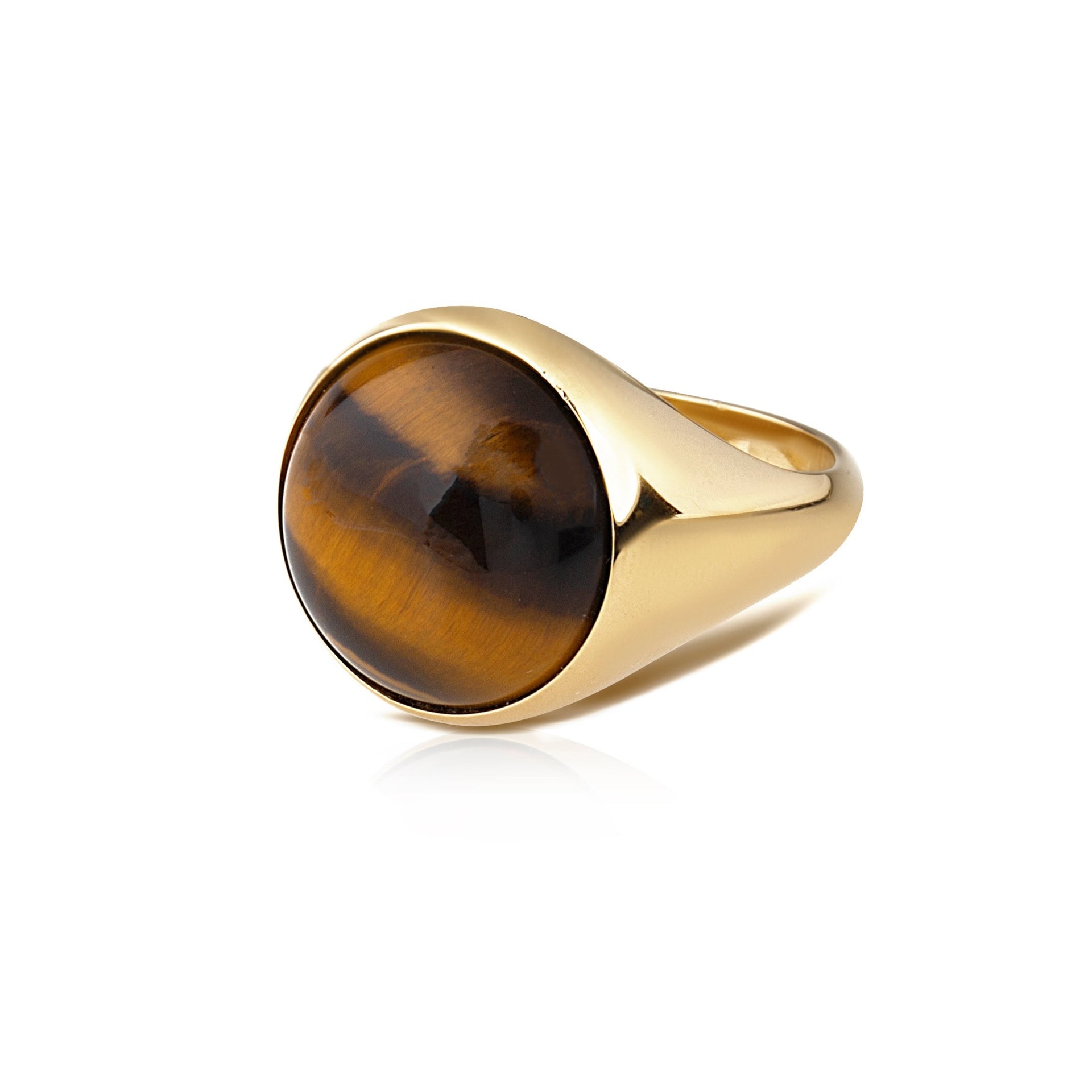 Tiger Eye Signet Solid Gold Ring For Women | Danelian Jewelry