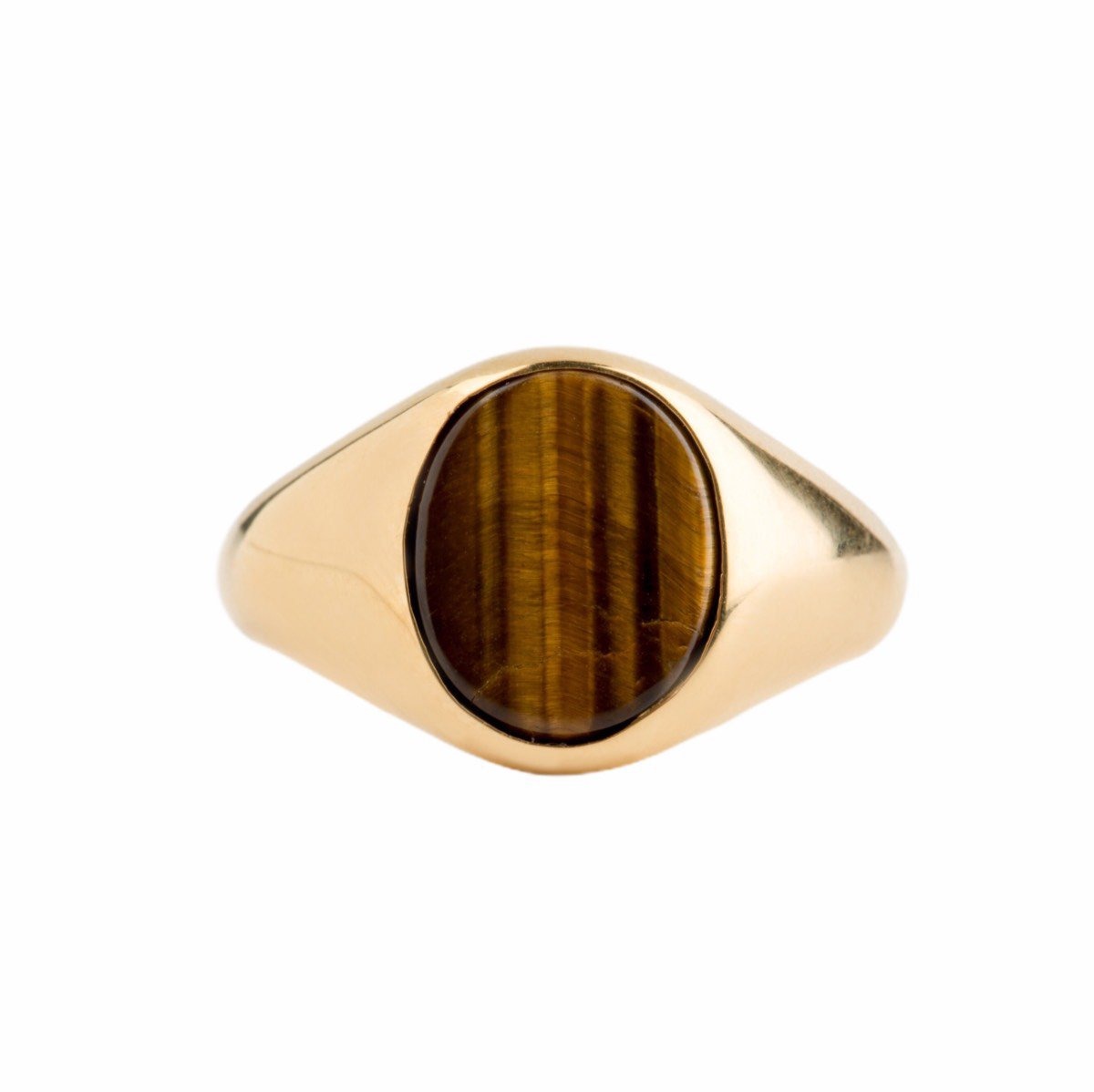 Tiger Eye Solid Gold Signet Ring For Men/Women | Danelian Jewelry